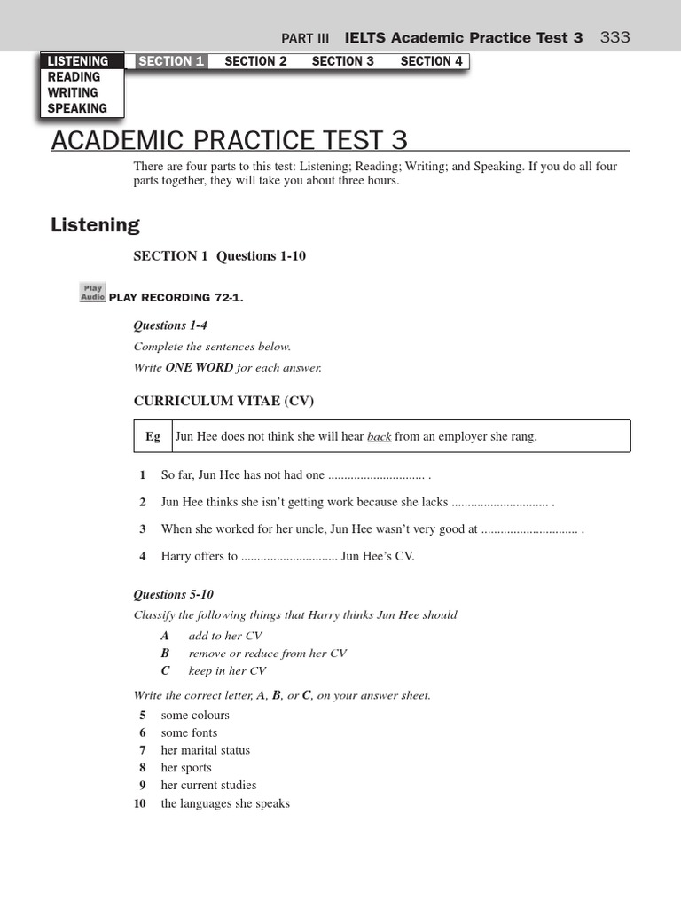 Academic Practice Test 3: Listening | PDF | Satellite | Rational ...