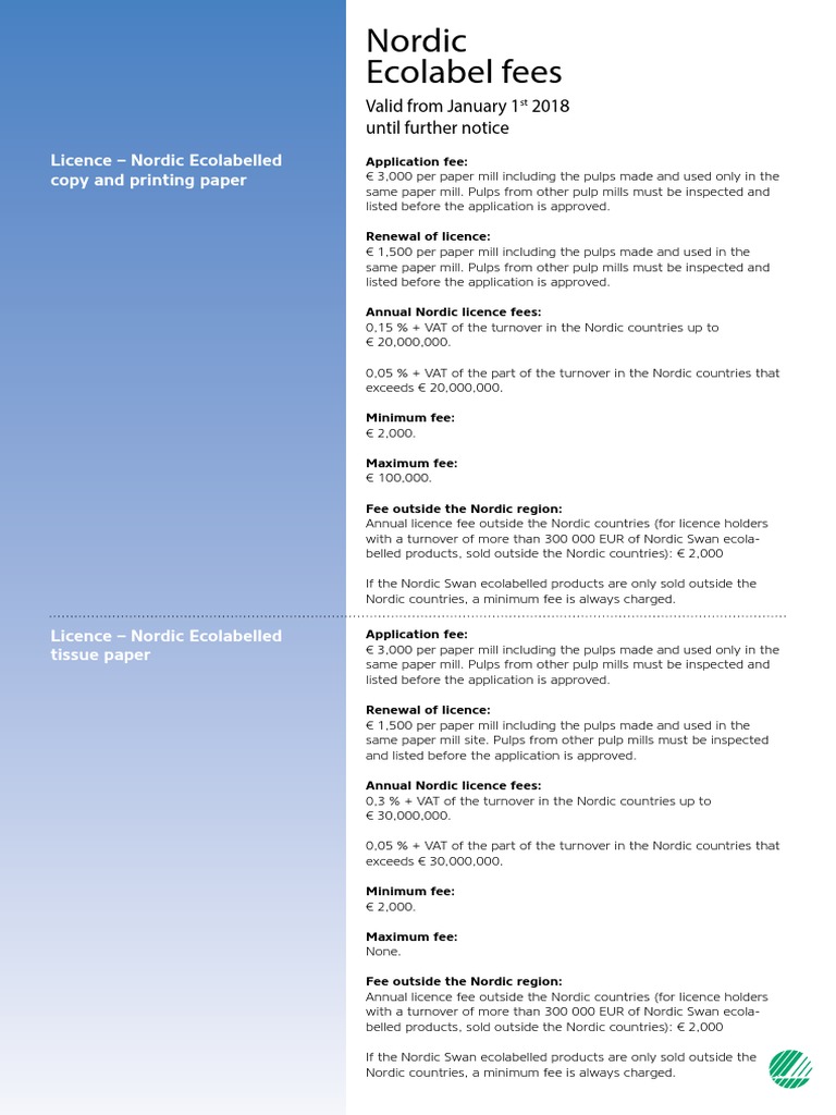 Fees From January1st 2018 | PDF | Paper | Paperboard