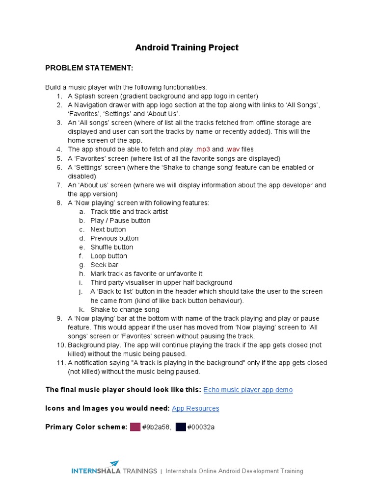 Android Training Project Problem Statement | PDF | Mobile App | Android (Operating System)