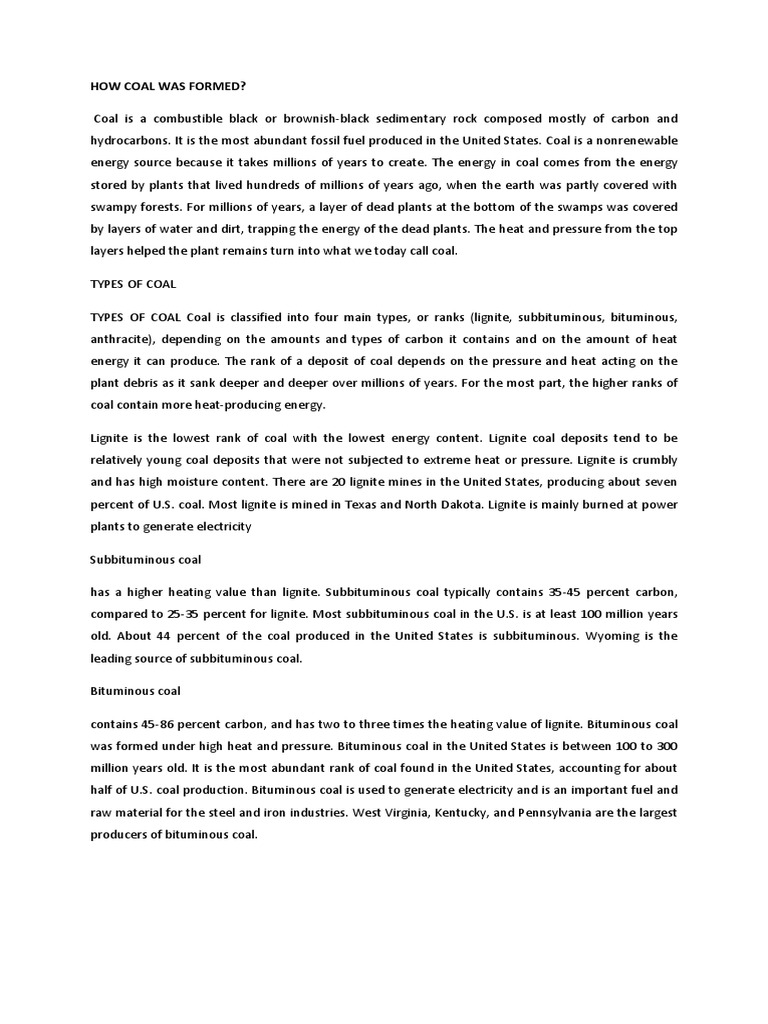 The Formation of Coal: A Detailed Explanation of How Coal Develops Over ...
