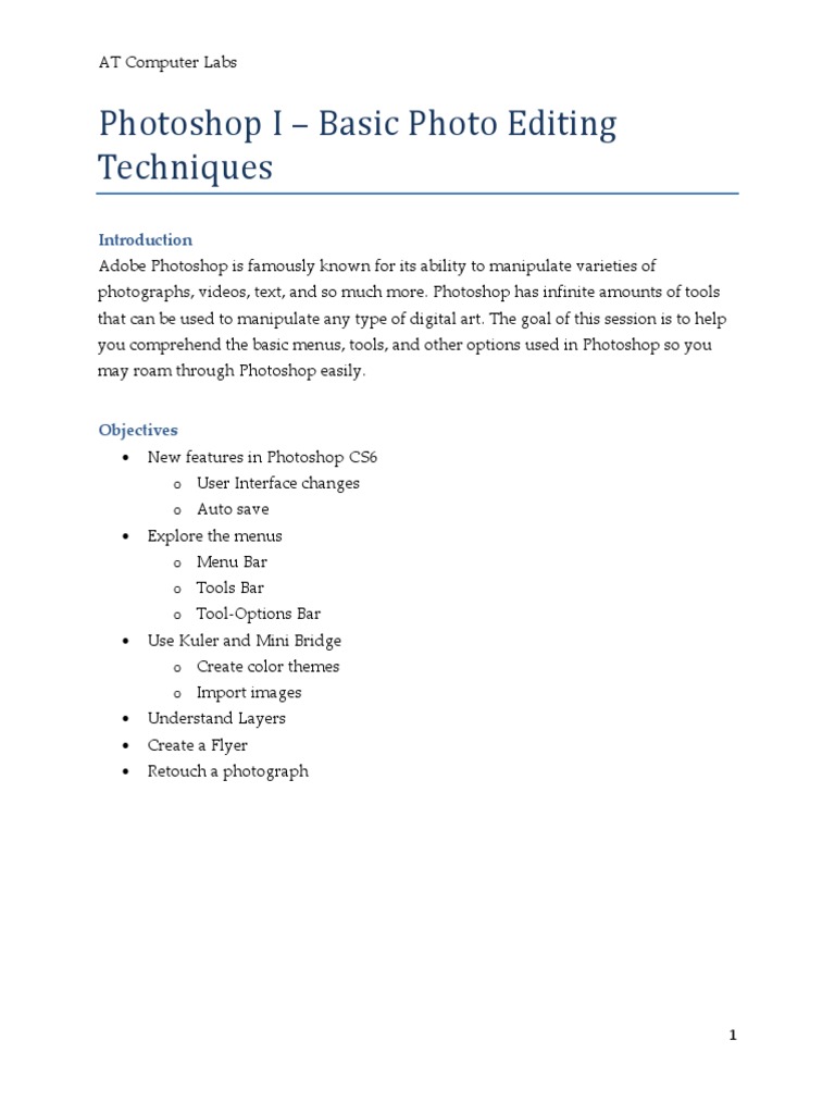 Photoshop Basic Photo Editing | PDF | Photo Manipulation | Adobe Photoshop