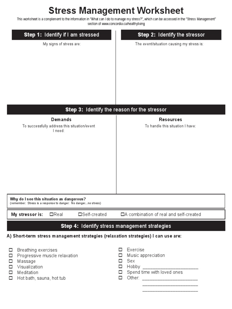 Stress Management Worksheet | PDF | Stress Management | Stress (Biology)