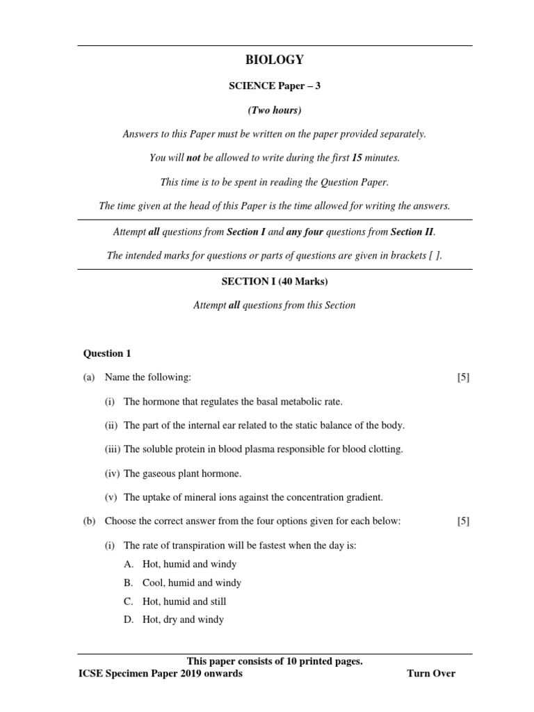 Biology (Science Paper 3) | PDF | Biology | Anatomy