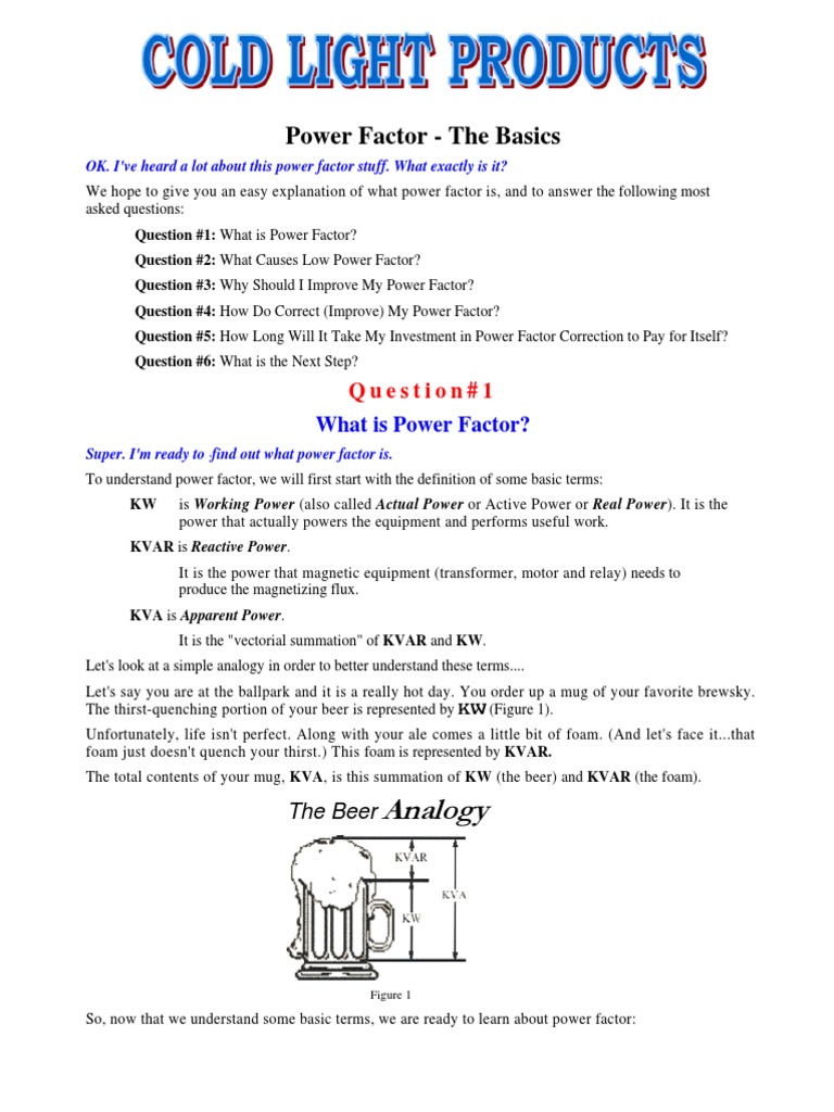 Power Factor - The Basics: Analogy | PDF | Inductor | Ac Power