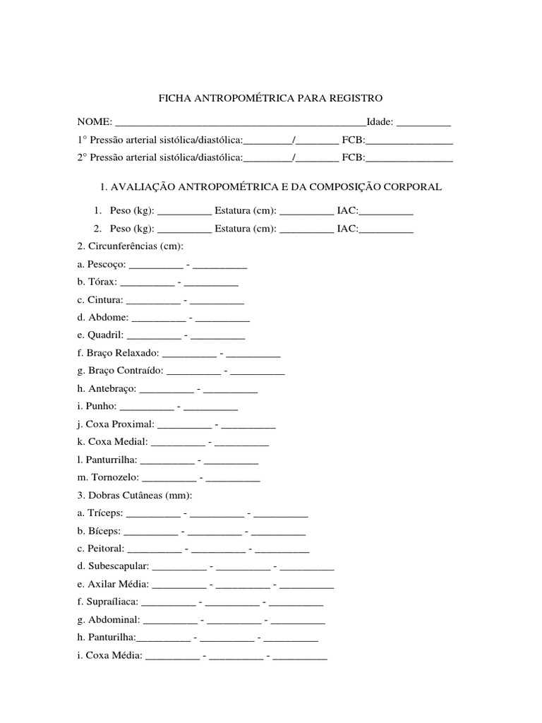 FIcha antropométrica