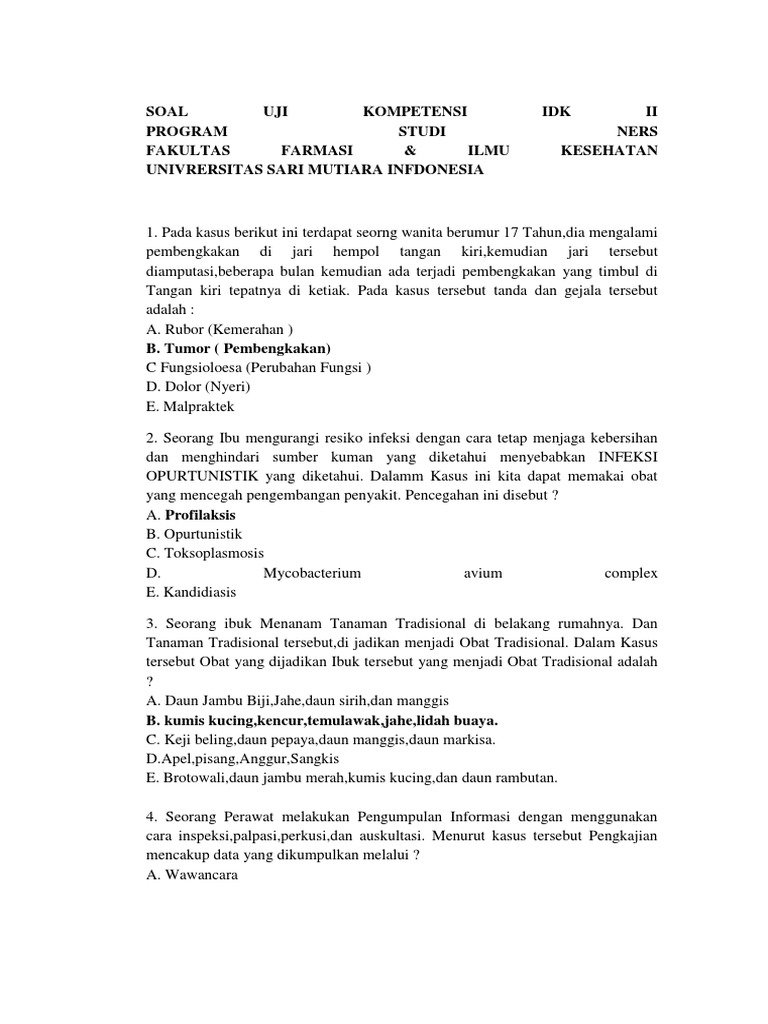 Soal Uji Kompetensi Idk II Semester 2 Pak Johansen 1 | PDF