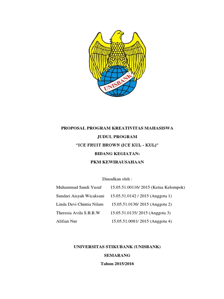 Cover Proposal PKM Kewirausahaan Kreatif | PDF