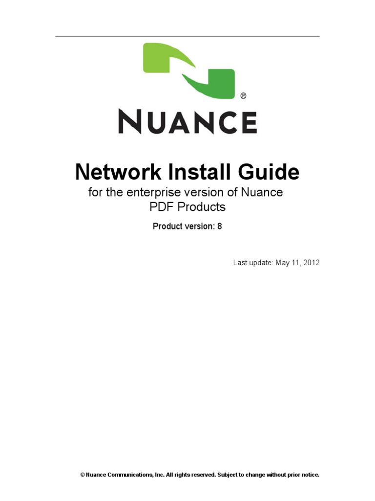 Network Install Guide: For The Enterprise Version of Nuance PDF ...