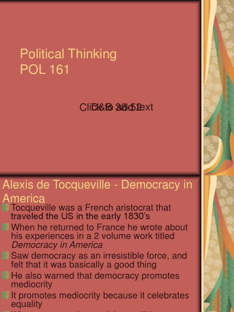 Alexis de Tocqueville | PDF | Alexis De Tocqueville | Democracy In America