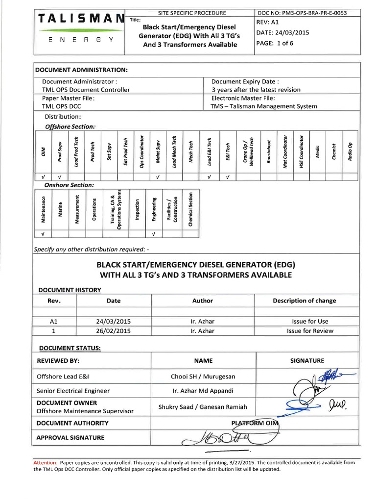 Black Start With EDG | PDF | Electric Generator | Relay