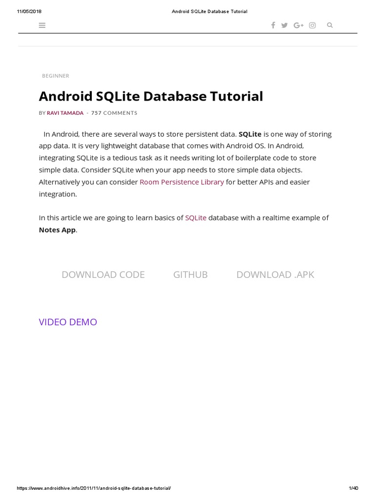 Android Sqlite Database Tutorial Pdf String Computer Science Databases