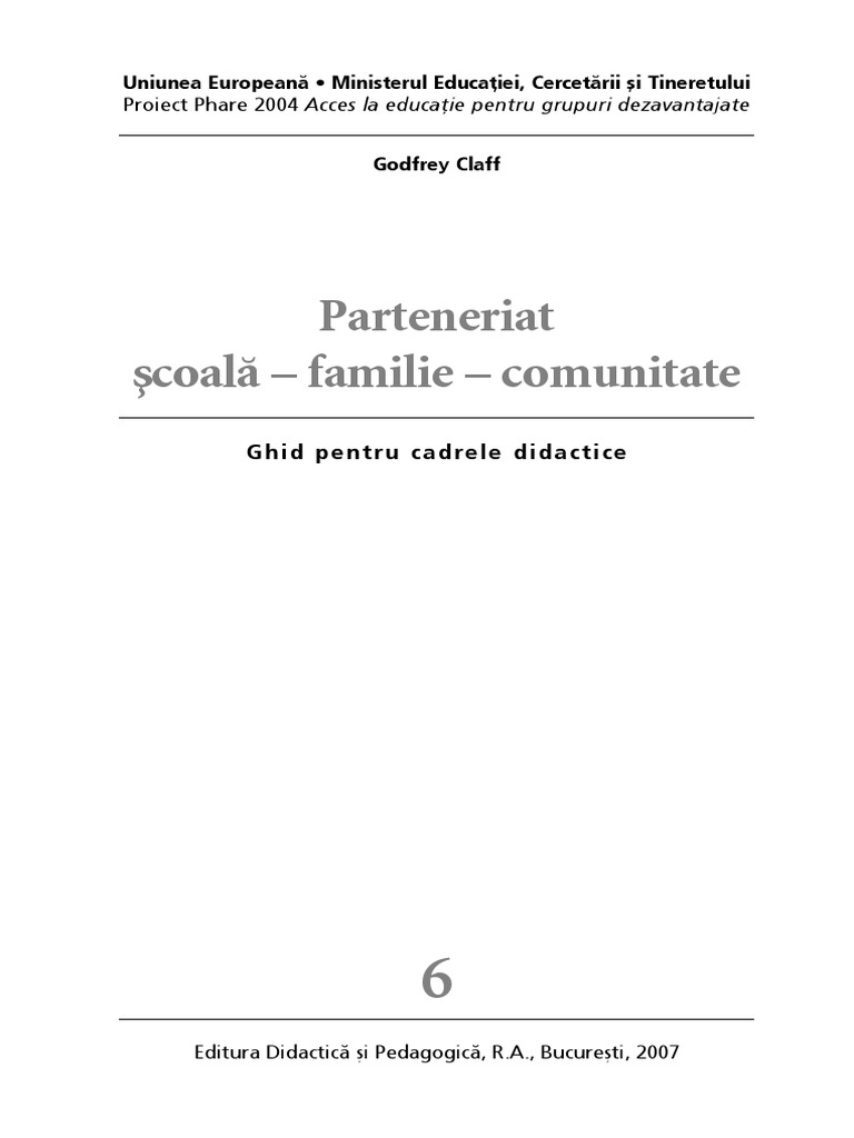 Godfrey, Claff, Parteneriat Şcoală - Familie - Comunitate PDF | PDF