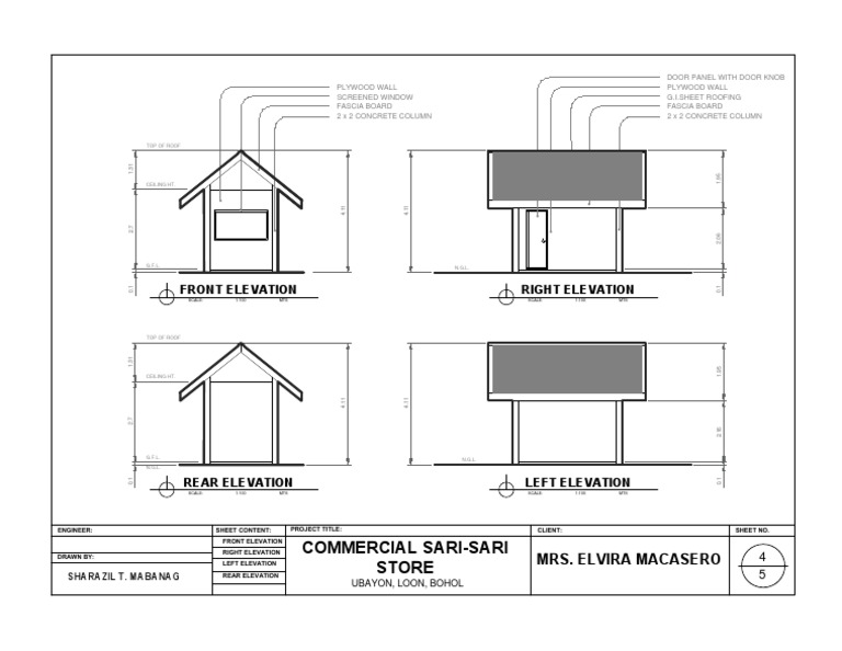 Commercial Sari-Sari Store: Right Elevation Front Elevation | PDF ...