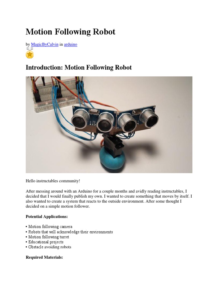 Motion Following Robot | PDF | Arduino | Laser