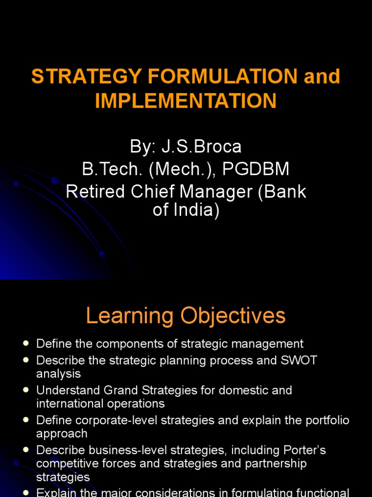 Strategy Formulation and Implementation | PDF | Strategic Management ...