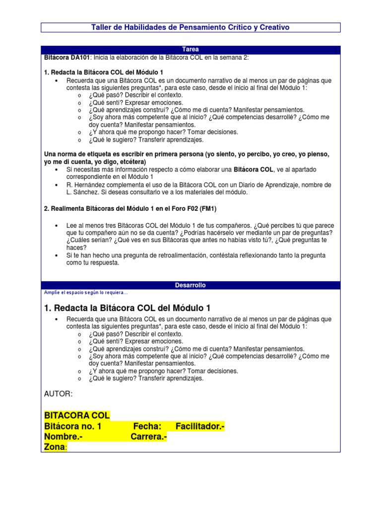 Bitacora Col | PDF | Blog | Aprendizaje