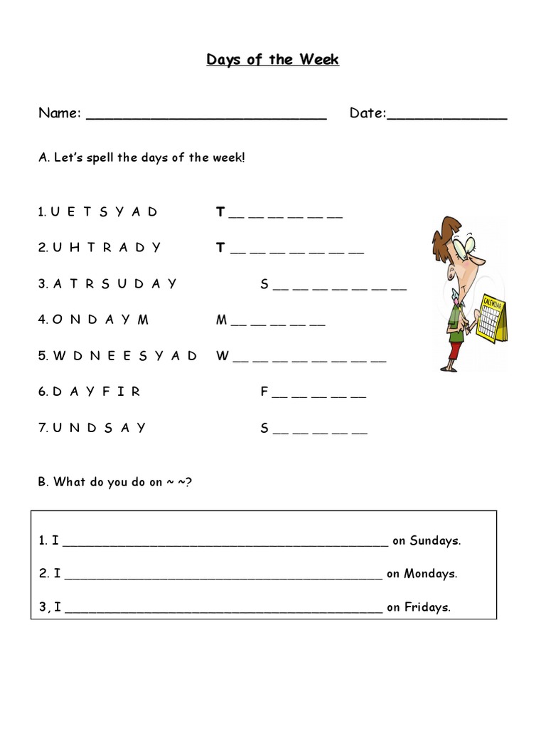 Daysofthe Week Worksheet | PDF