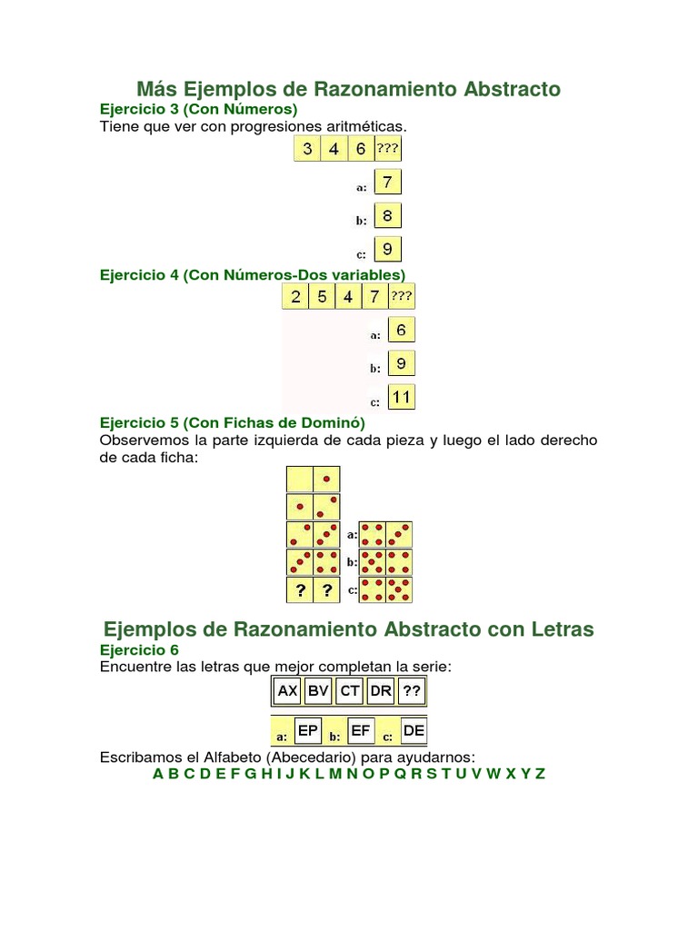 Ejercicios de Razonamiento Abstracto | PDF | Alfabeto | Secuencia