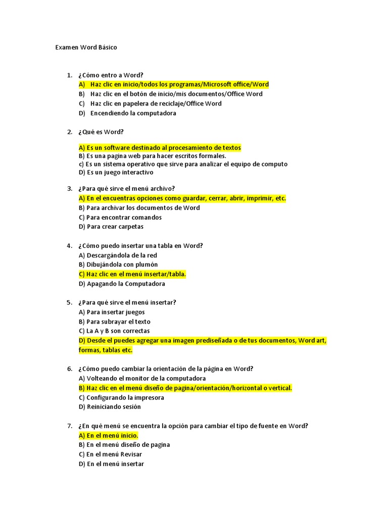 Examen Word Básico