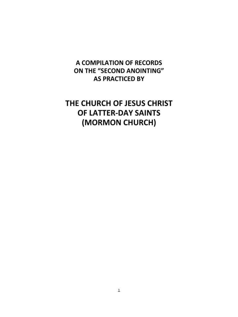 The Second Anointing in The Mormon Church | PDF | Anointing | God In ...