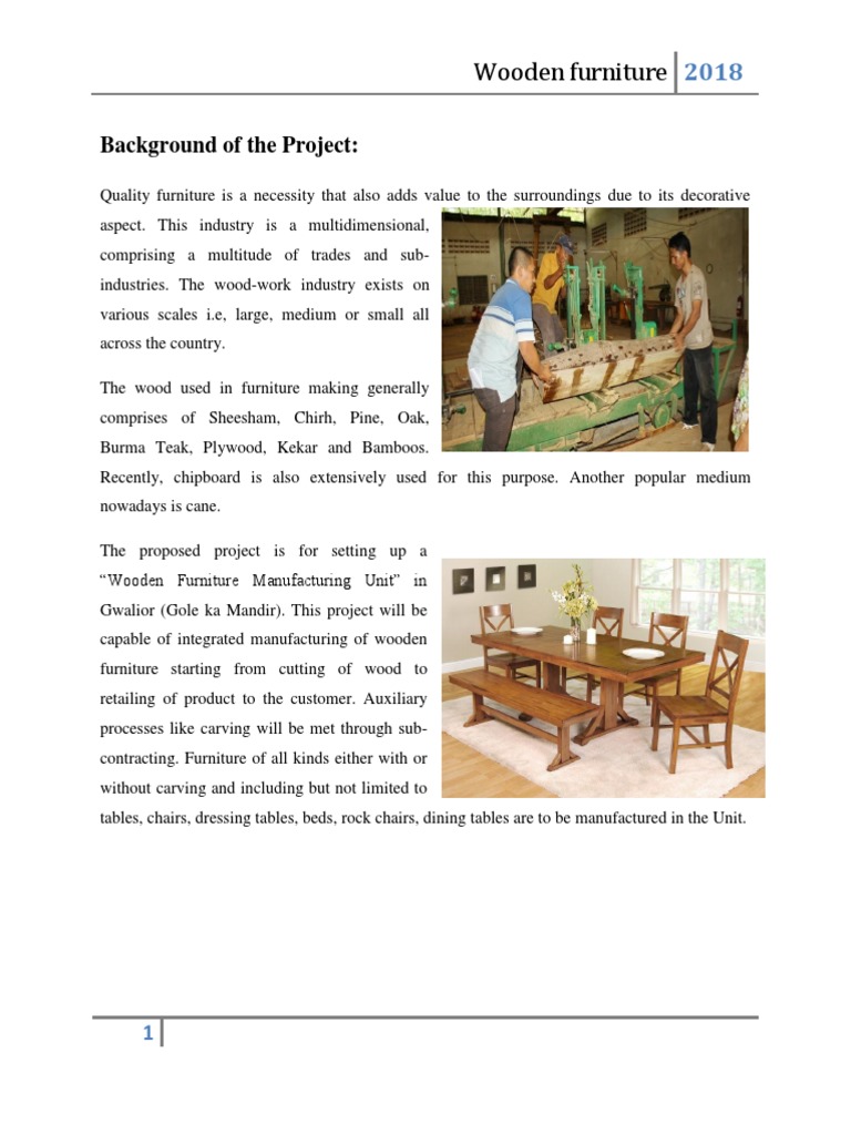 Wooden Furniture Manufacturing Project Report | PDF | Loans | Furniture