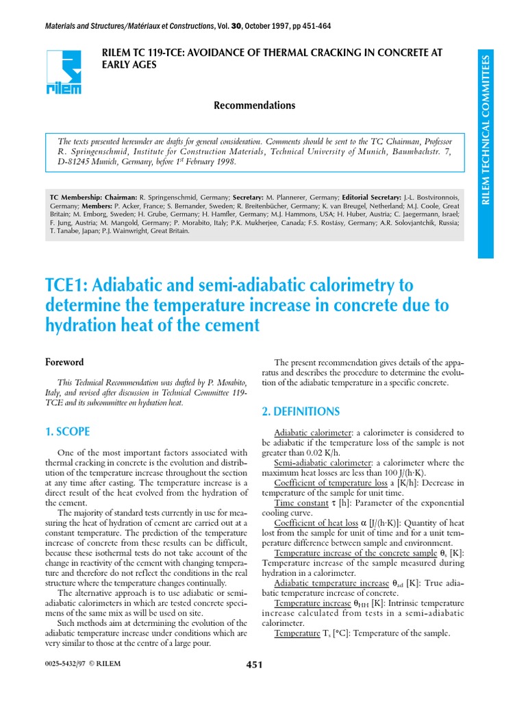 Adiabatic and Semi-Adiabatic Calorimetry To | PDF | Concrete | Heat