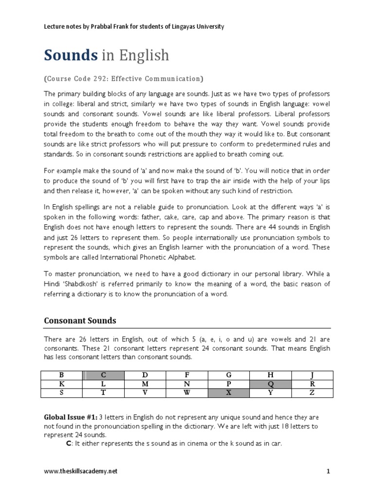 Sounds | PDF | Consonant | English Language