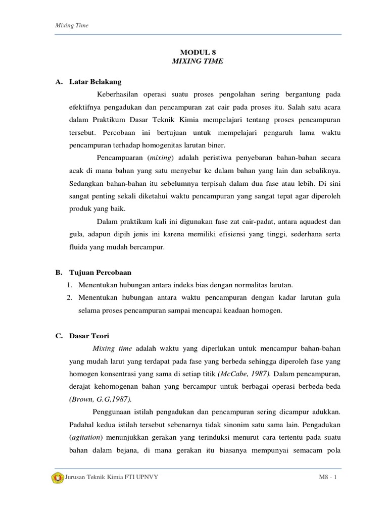 Modul 8 Mixing Time | PDF