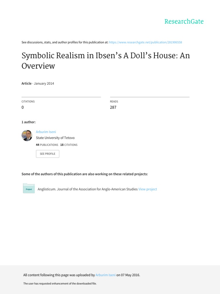 Ibsen's Symbolic Realism in A Doll's House | PDF | A Doll's House ...