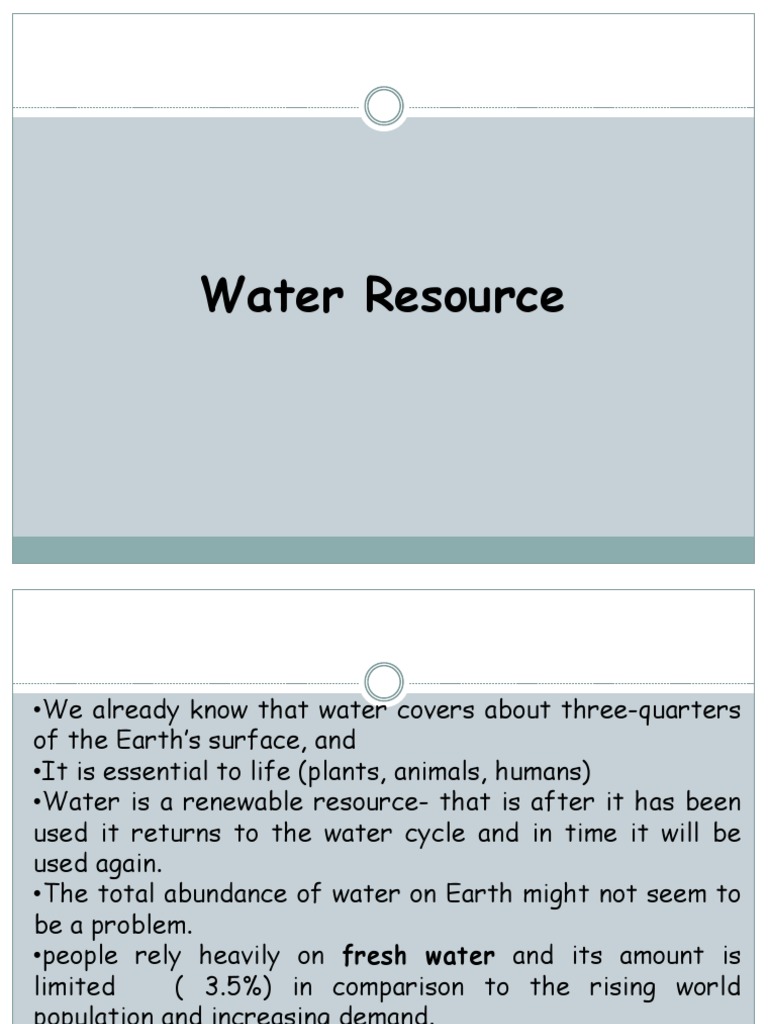 Lec 3 Water Resources | Download Free PDF | Water Conservation | Fresh ...