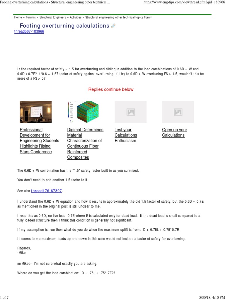 Footing Overturning Calculations - Structural Engineering Other ...
