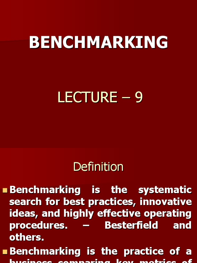 Lec 9 TQM Benchmarking | PDF | Benchmarking | Cognition