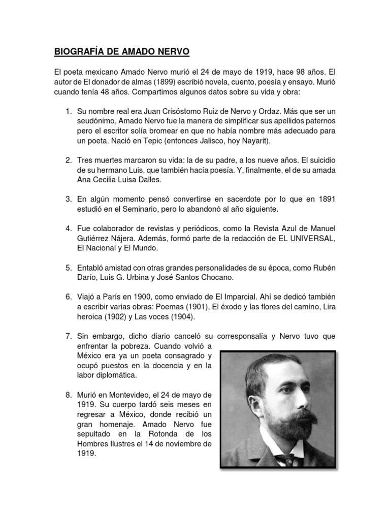 Biografía de Amado Nervo | PDF | Poesía