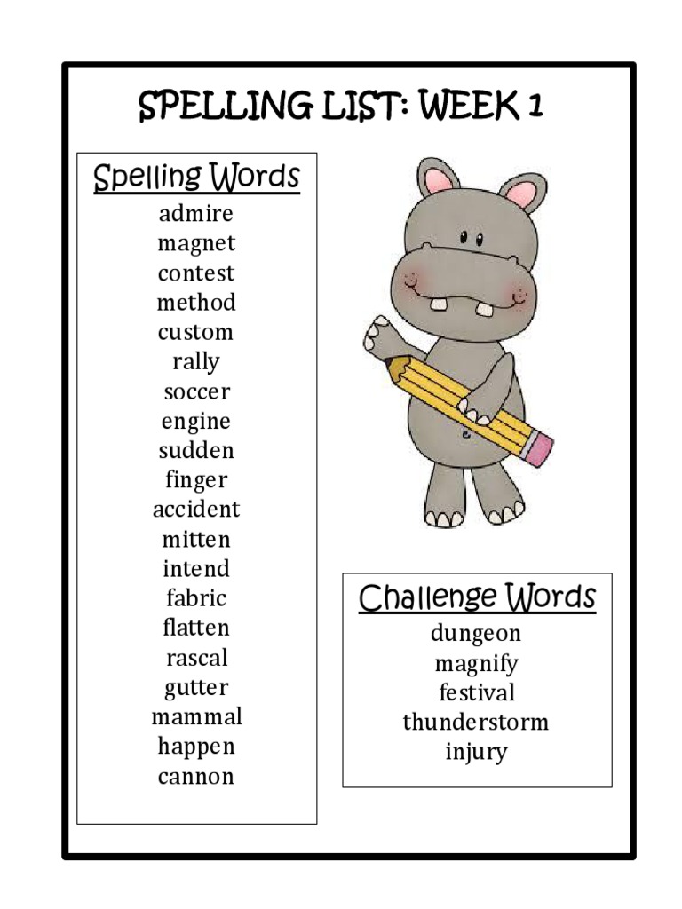 Weekly Spelling for Students | PDF