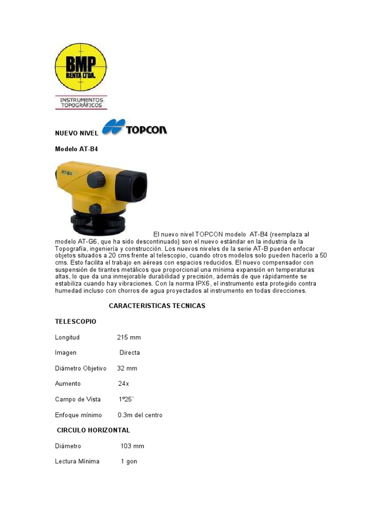 Nivel TOPCON ATB4 | PDF