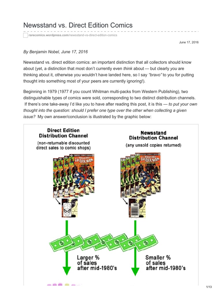 Newsstand Vs Direct Edition Comics | PDF | Comic Book | Marvel Comics