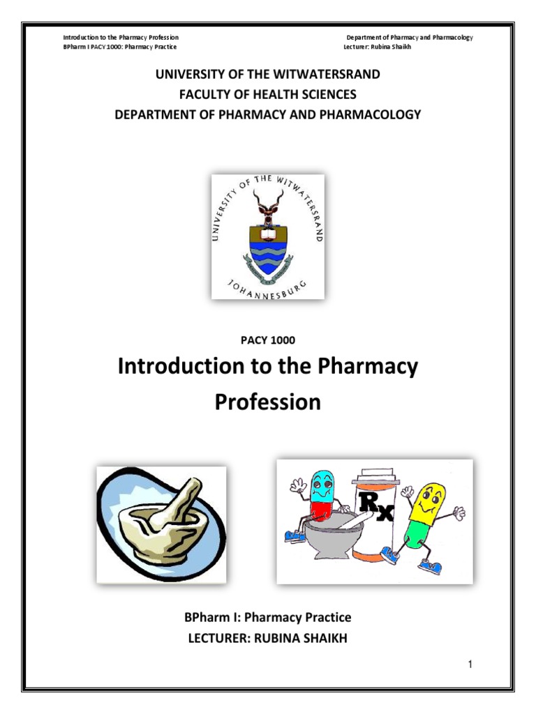 Introduction To The Pharmacy Profession Handout 2018 | PDF | Pharmacy ...