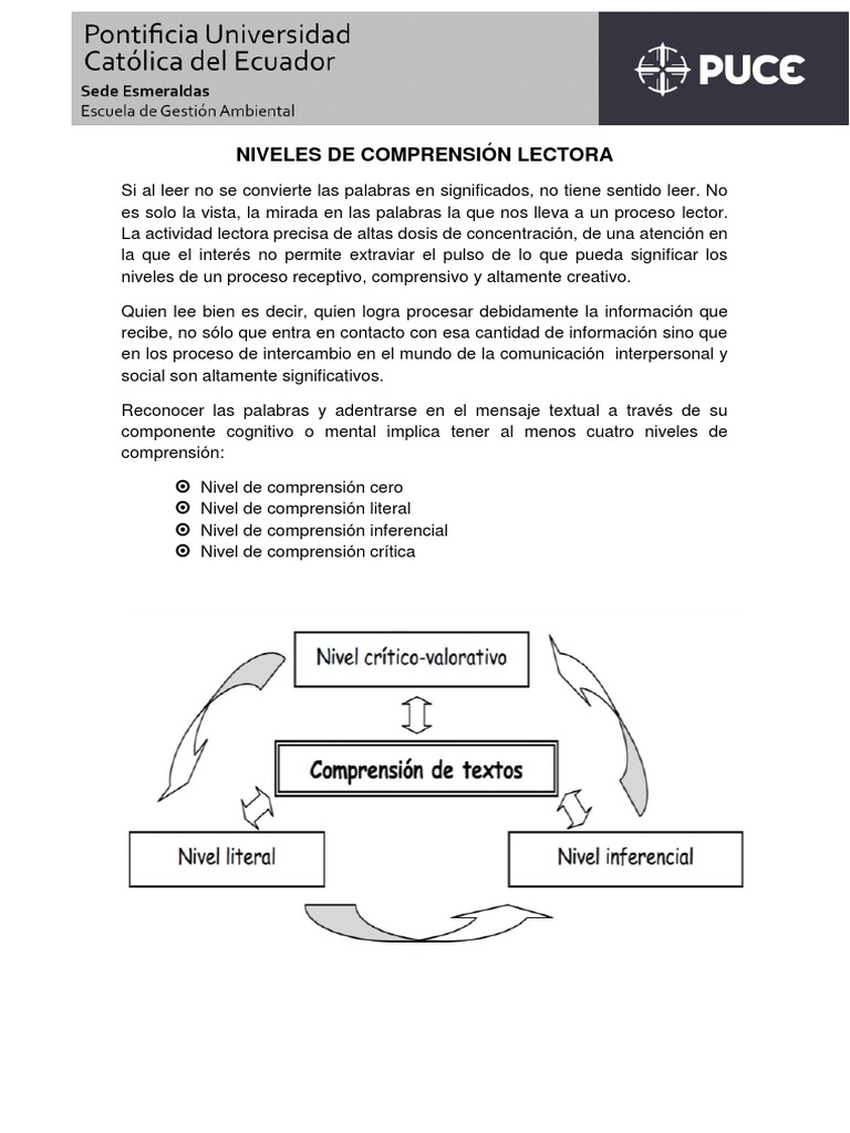 Niveles de Comprensión Lectora | PDF | Comprensión lectora