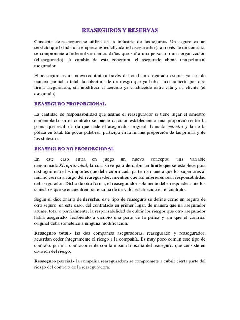 Reaseguros y Reservas | PDF | Reaseguro | Póliza de seguros