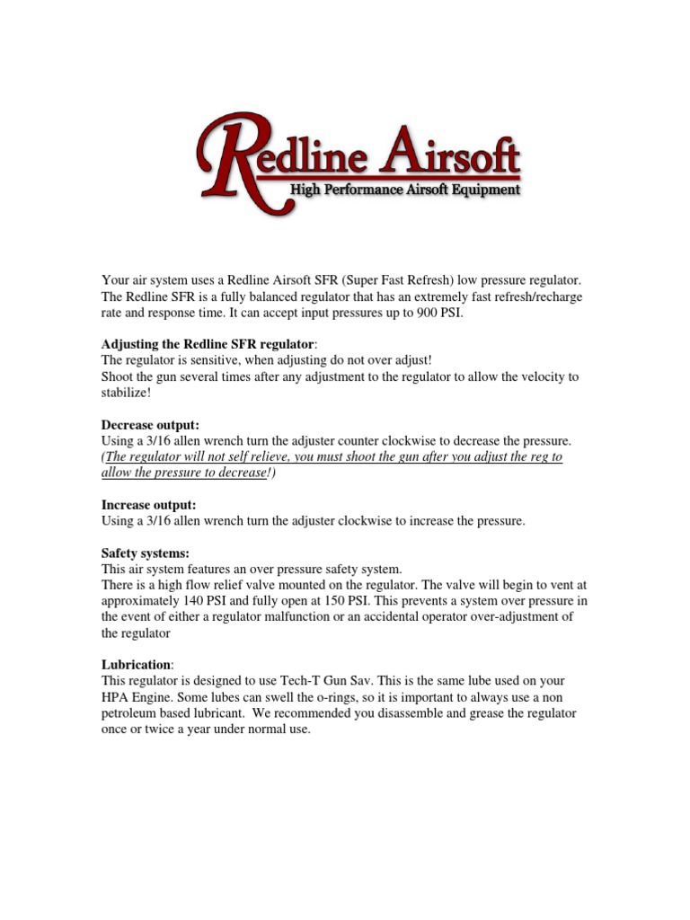 SFR Air System Users Manual | PDF | Pressure | Manufactured Goods