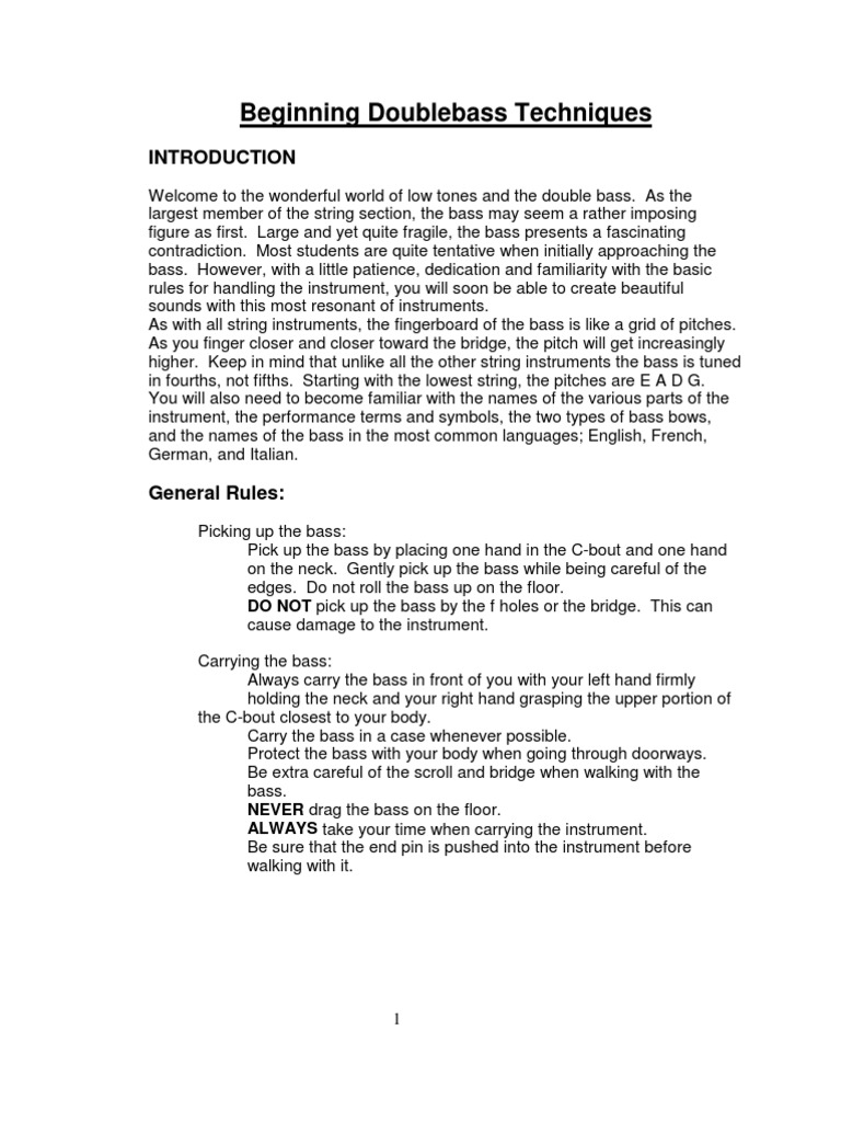 Beginning Double Bass Lessons | PDF | Double Bass | String Instruments