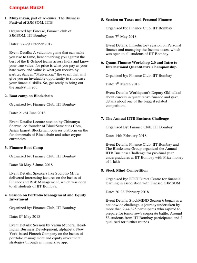 Campus Buzz | PDF | Investment Management | Quantitative Analyst