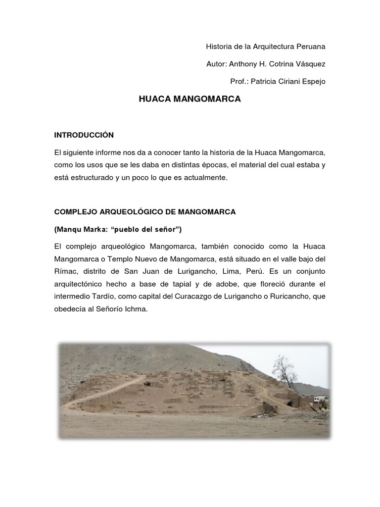 Huaca Mangomarca | PDF | Lima | Arqueología