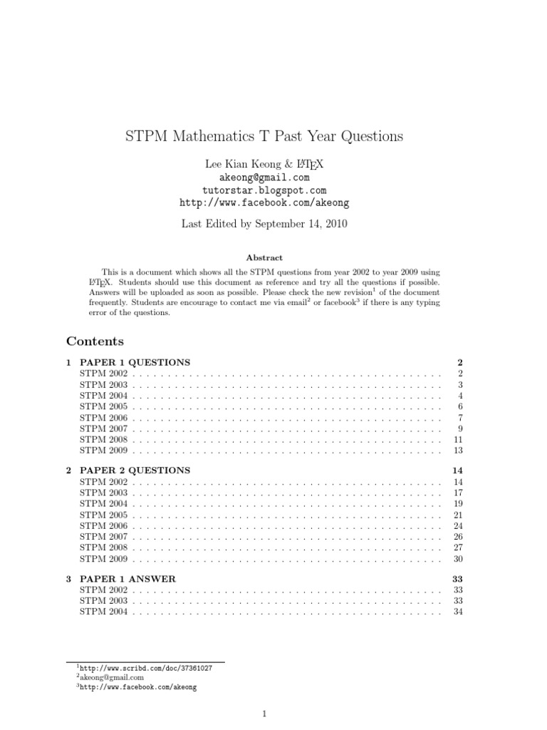 STPM Past Year Question | PDF | Equations | Cartesian Coordinate System