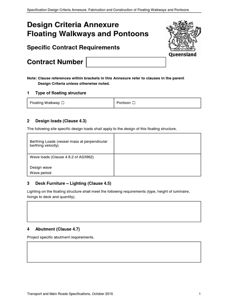 Design Criteria Float Walks Pontoons Annex | PDF
