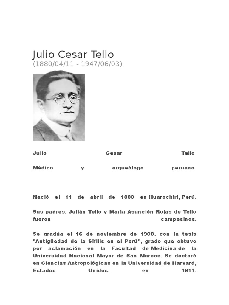 Julio Cesar Tello | PDF | Ciencias sociales | Historia