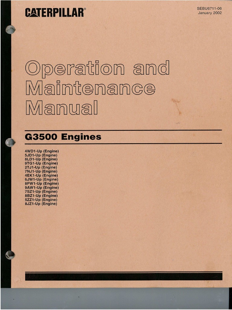 Operacion y Mantenimiento Cat G3500 PDF | PDF