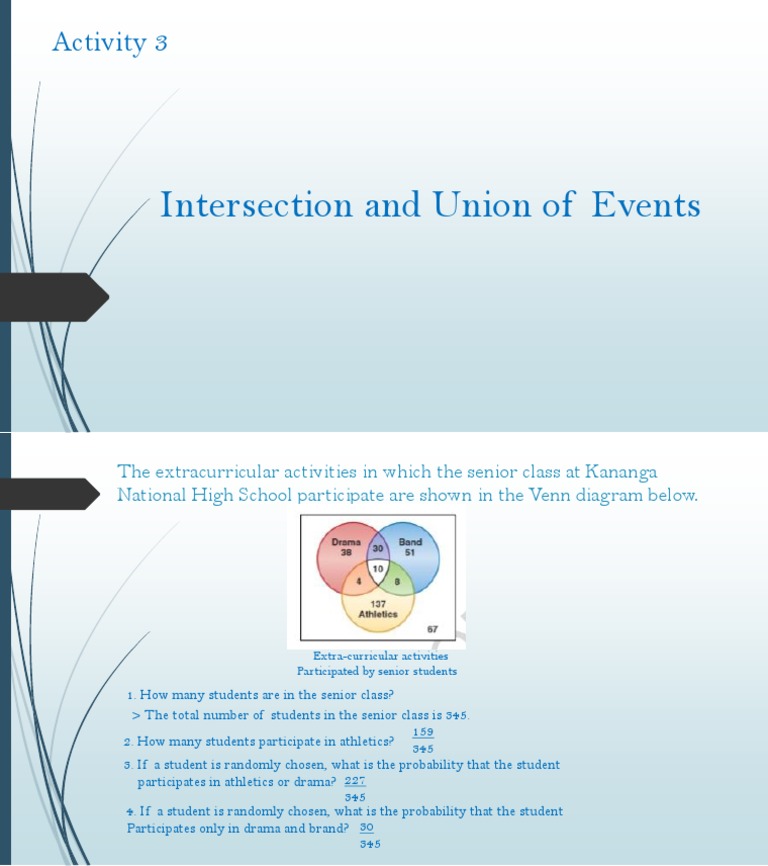 Intersection and Union of Events | PDF