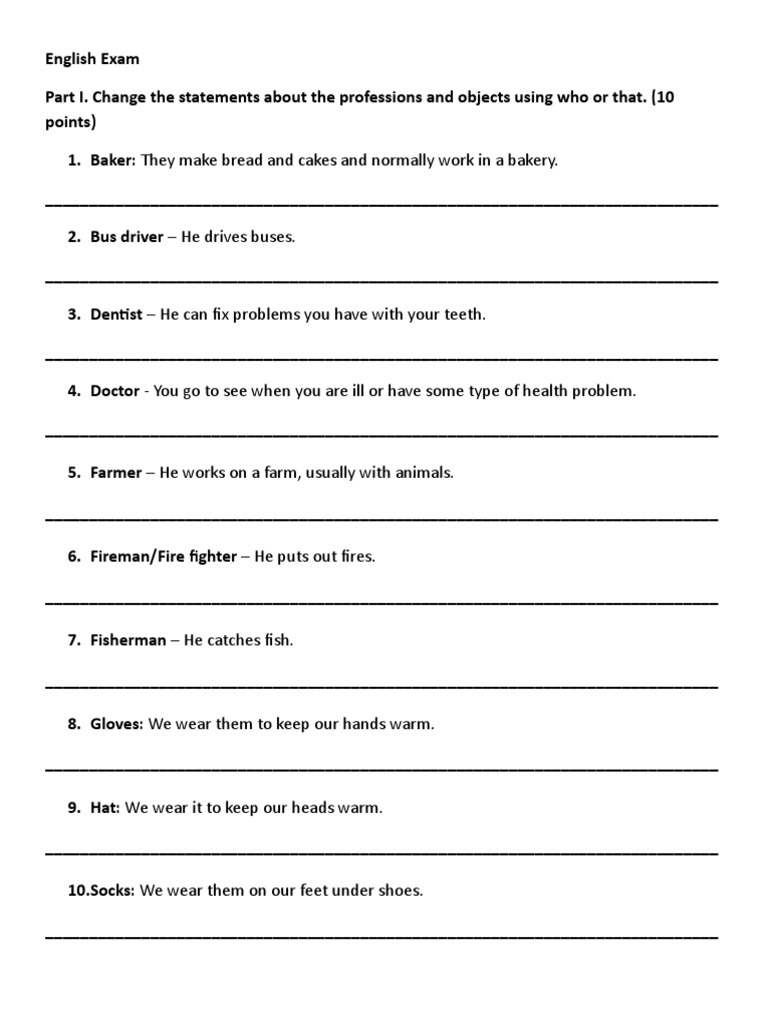 English Exam and Sixth Grade Exam