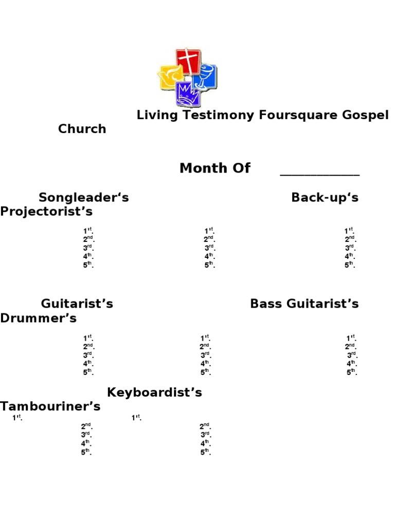 Church Music Schedule Template | PDF